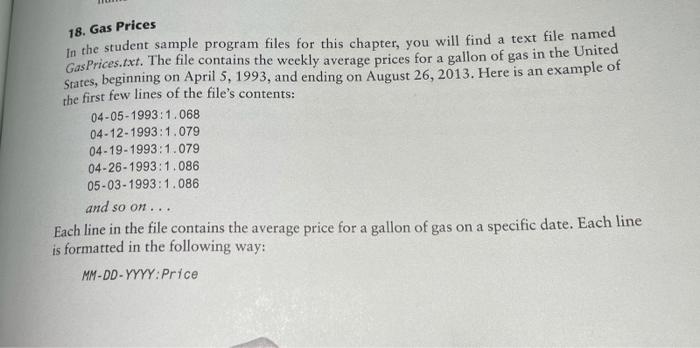 Solved 18. Gas Prices In the student sample program files | Chegg.com