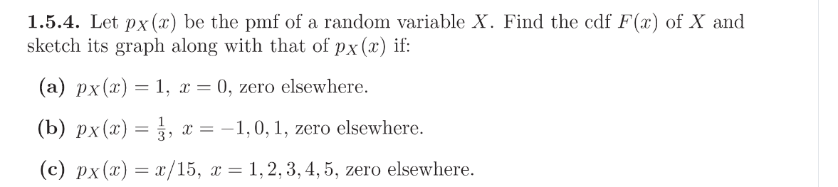 Solved 1 5 4 Let Px X Be The Pmf Of A Random Variable X