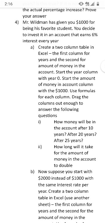 Solved 2:16 the actual percentage increase? Prove your | Chegg.com