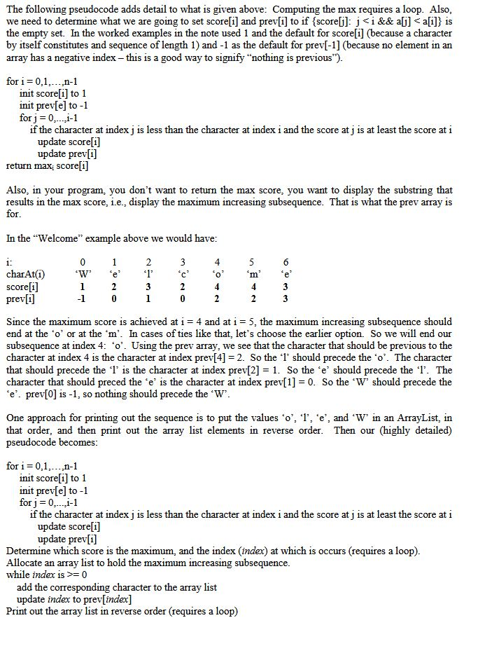 Solved Write a program MaxIncreasingSubseq.java that prompts | Chegg.com