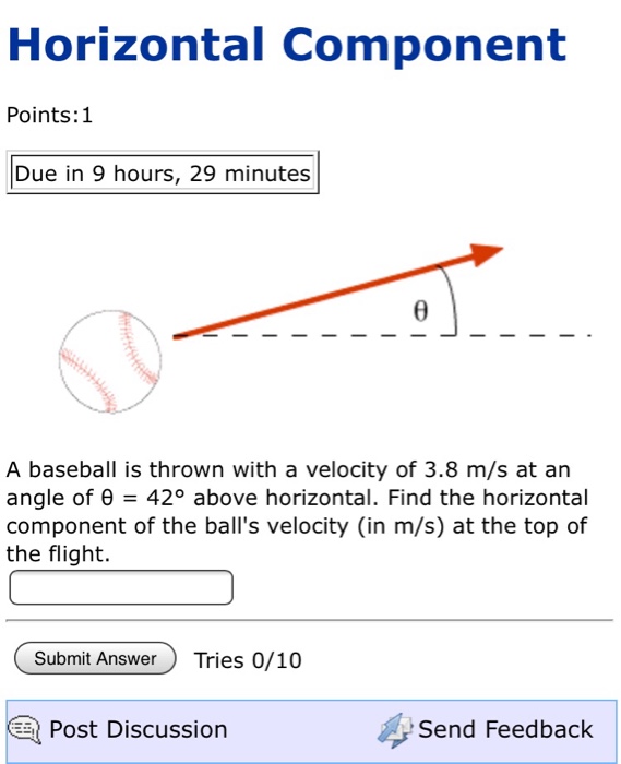 Solved Horizontal Component Points:1 Due in 9 hours, 29 | Chegg.com Solved Horizontal Component Points:1 Due in 9 hours, 29 | Chegg.com