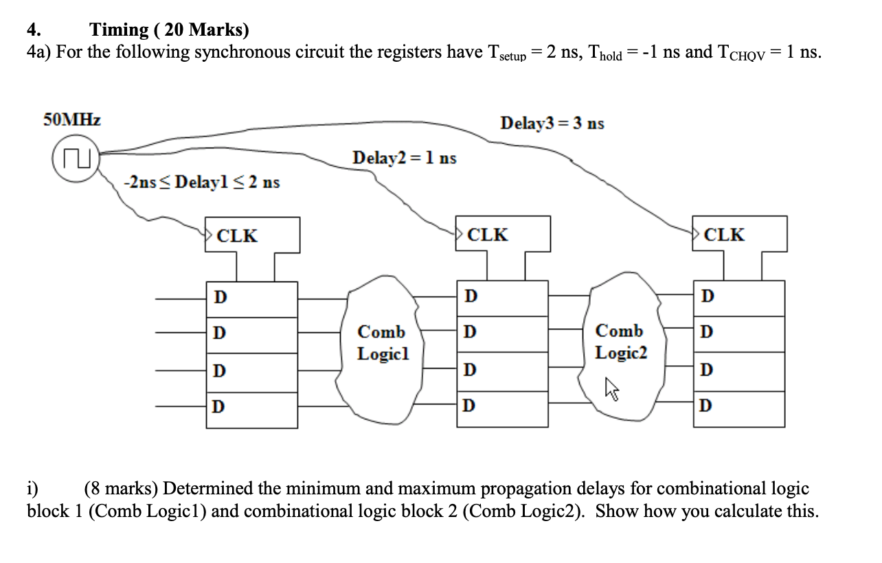 Solved 4. Timing ( 20 Marks) 4a) For the following | Chegg.com