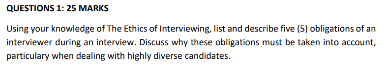 Solved Using your knowledge of The Ethics of Interviewing, | Chegg.com