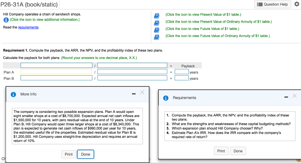 P26-31A (book/static) Ξ Question Help Hill Company | Chegg.com