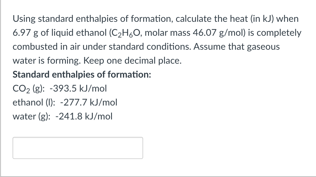Solved Using standard enthalpies of formation, calculate the | Chegg.com