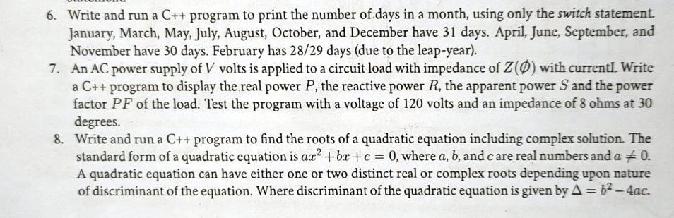 Solved 6. Write and run a C++ program to print the number of | Chegg.com