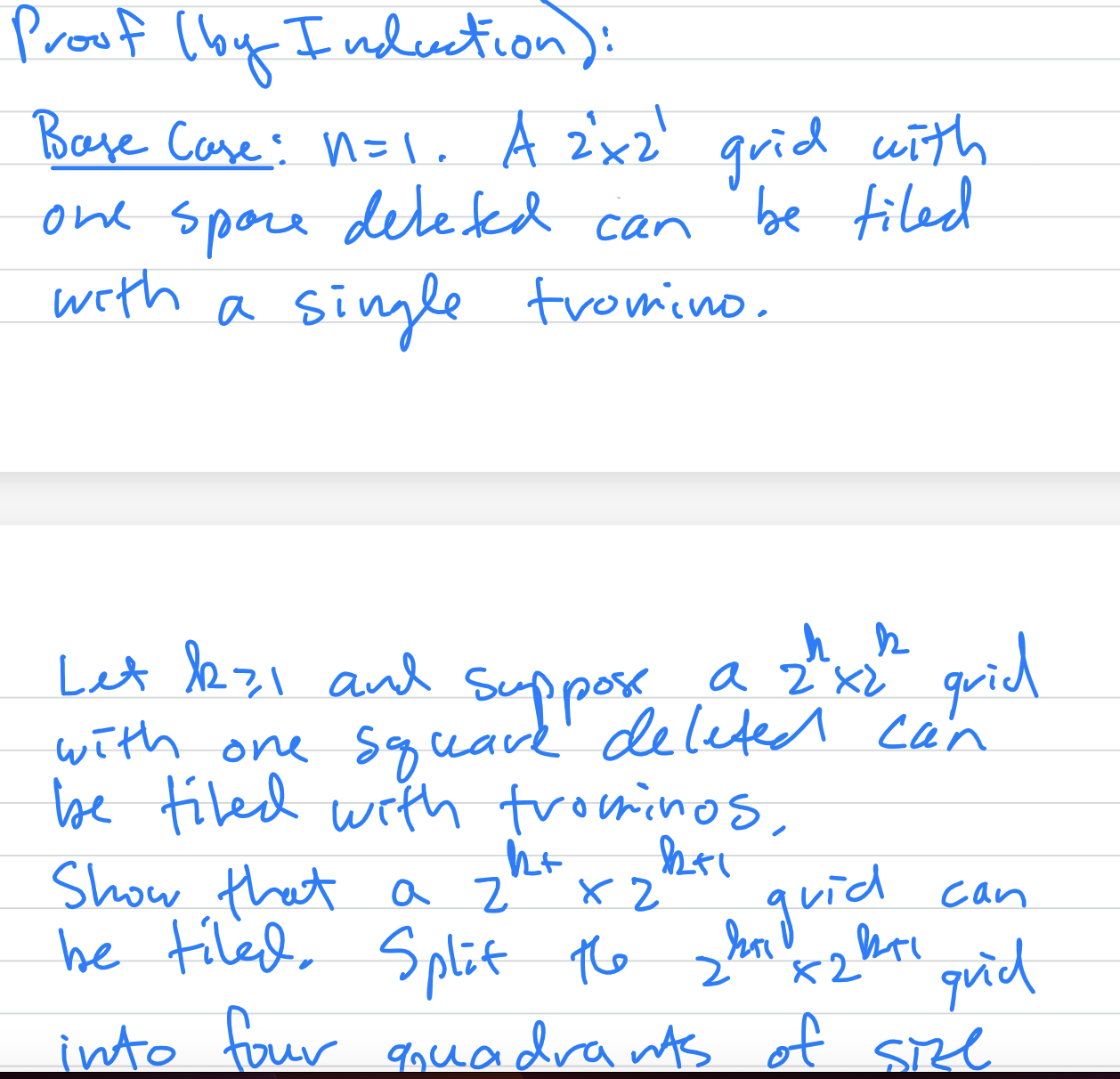Solved Prove by induction that a 2n-by-2n grid with a corner | Chegg.com