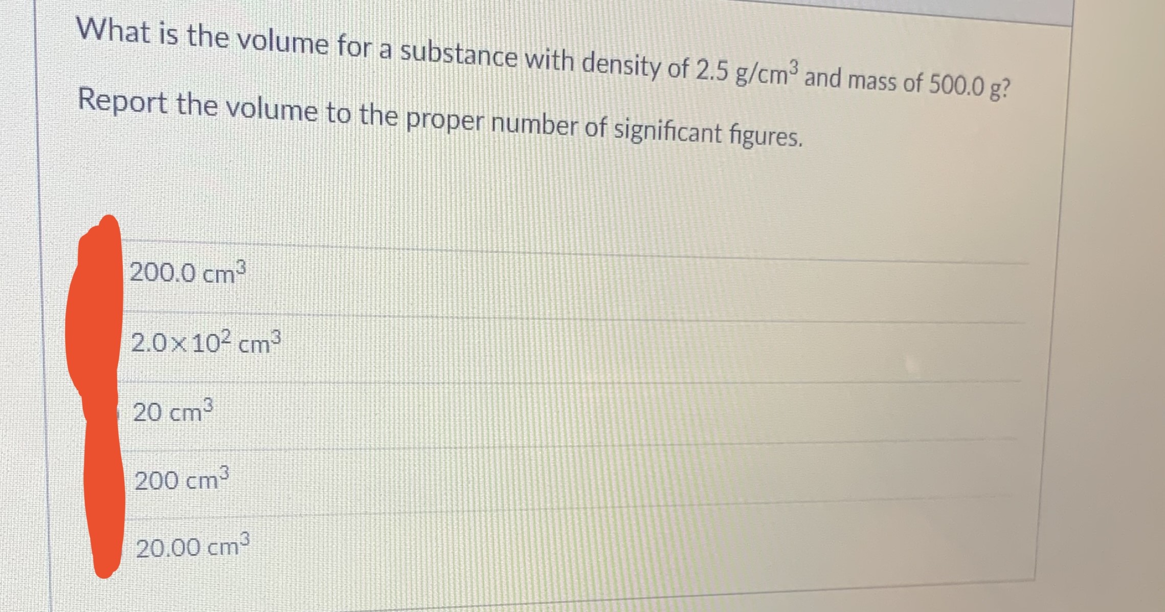 Solved What is the volume for a substance with density of | Chegg.com