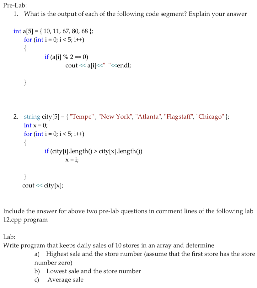 Solved Please help in both the Pre-Lab and Lab portions | Chegg.com