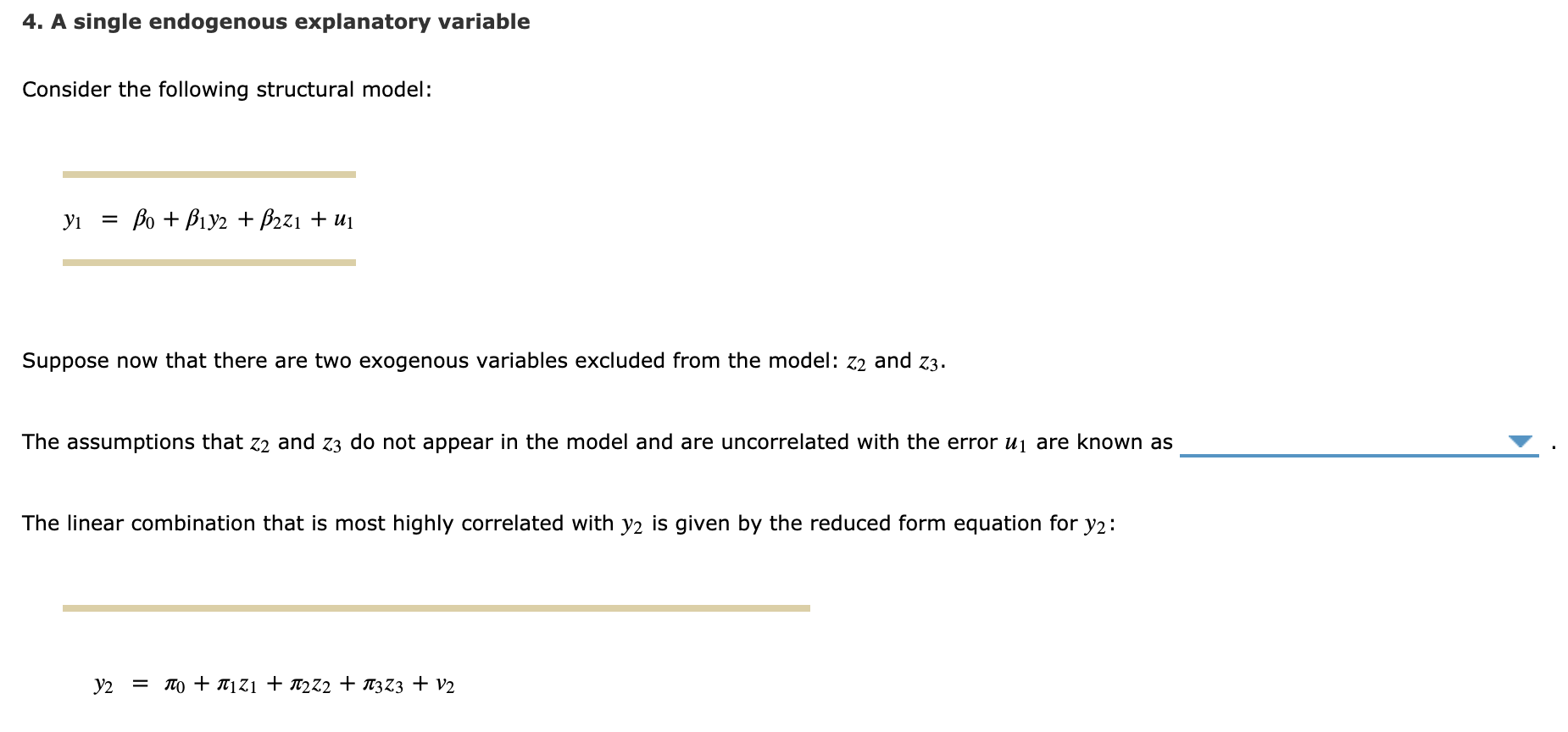 4. A single endogenous explanatory variable Consider | Chegg.com
