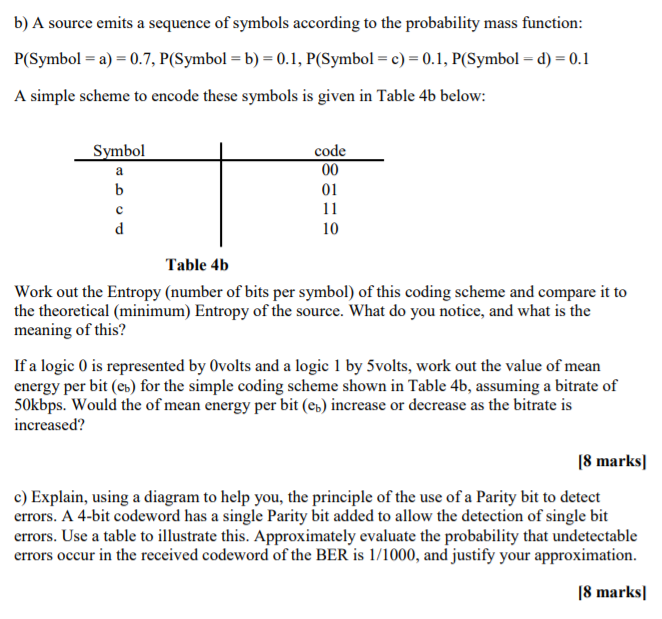 Solved b) A source emits a sequence of symbols according to | Chegg.com