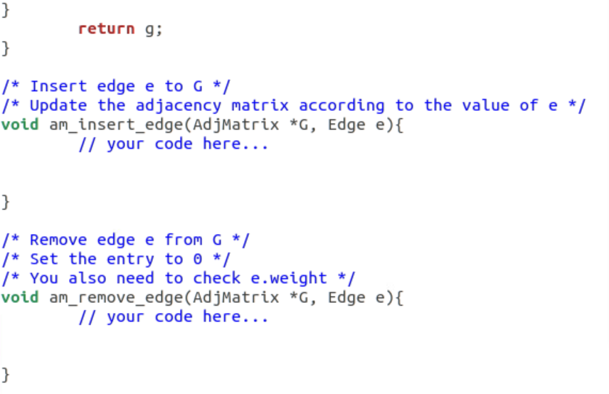 Solved You are going to implement the adjacency matrix for a | Chegg.com