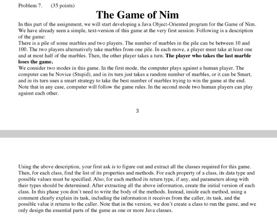 Solved Problem 7. (35 points) The Game of Nim In this part | Chegg.com