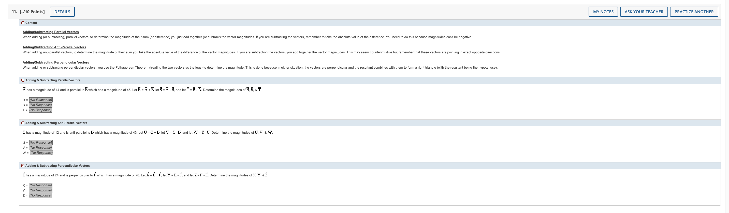 Solved 11. [-/10 Points] DETAILS Content Adding/Subtracting | Chegg.com