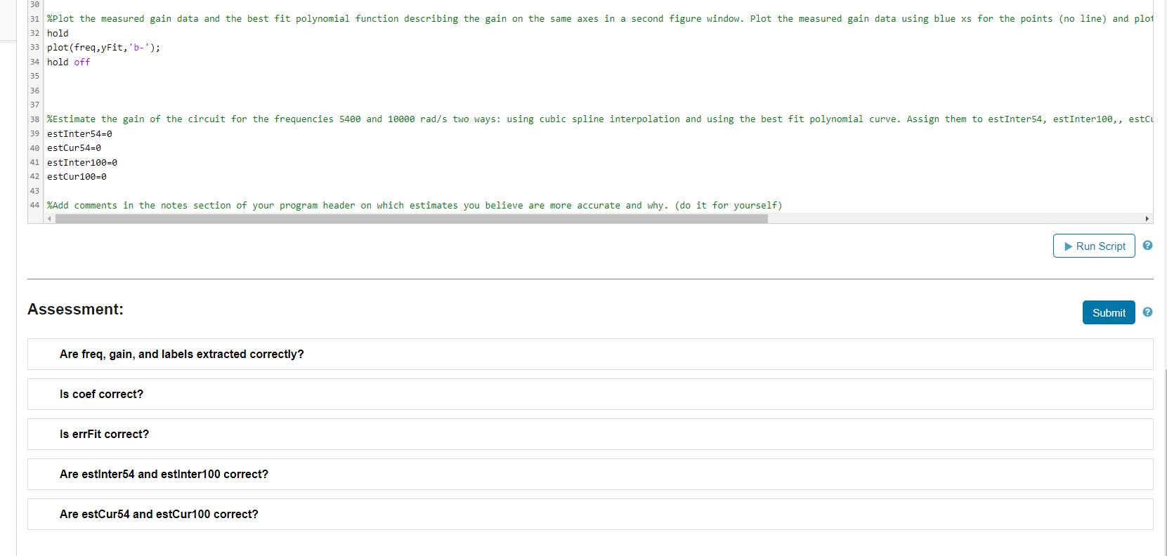 Solved first column of data is the frequency in rad/s and | Chegg.com