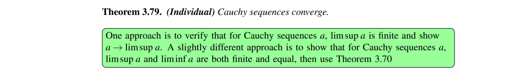 Solved Theorem 3.79. (Individual) Cauchy sequences converge. | Chegg.com