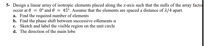 Solved 5- Design a linear array of isotropic elements placed | Chegg.com