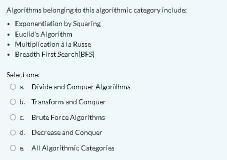 Solved Algorithms belonging to thís algorithmíc category | Chegg.com