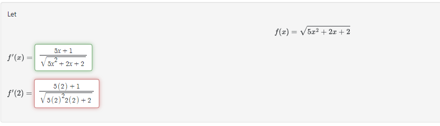 Solved Let f(x)=5x2+2x+2 f′(x)=5x2+2x+25x+1 | Chegg.com