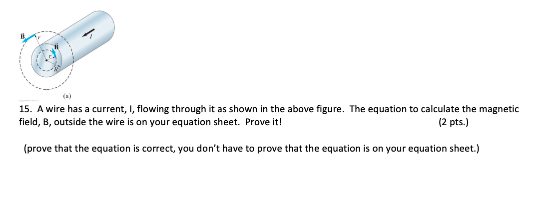 Solved A wire has a current, I, flowing through it as shown | Chegg.com