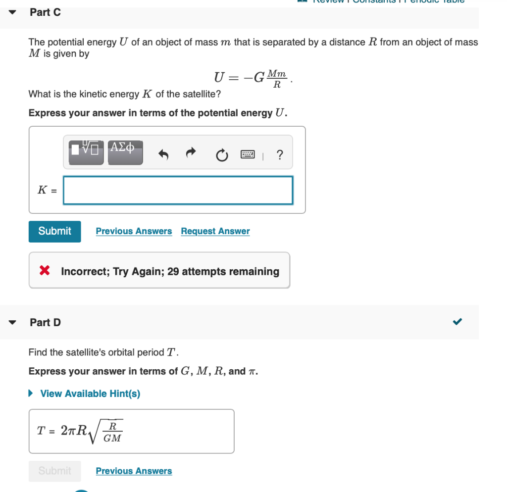 Solved Properties of Circular Orbits Learning Goal: To find | Chegg.com