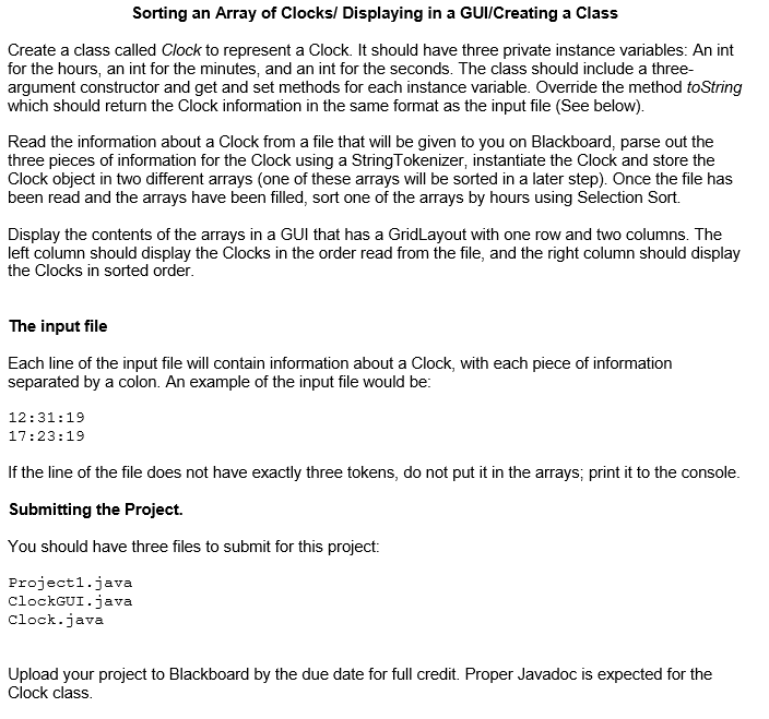 Solved Sorting an Array of Clocks Displaying in a | Chegg.com