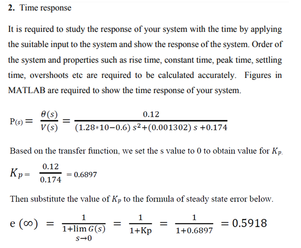 Solved 2. Time response It is required to study the response | Chegg.com