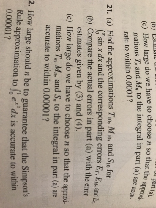 Solved How large do we have to choose n so that the | Chegg.com