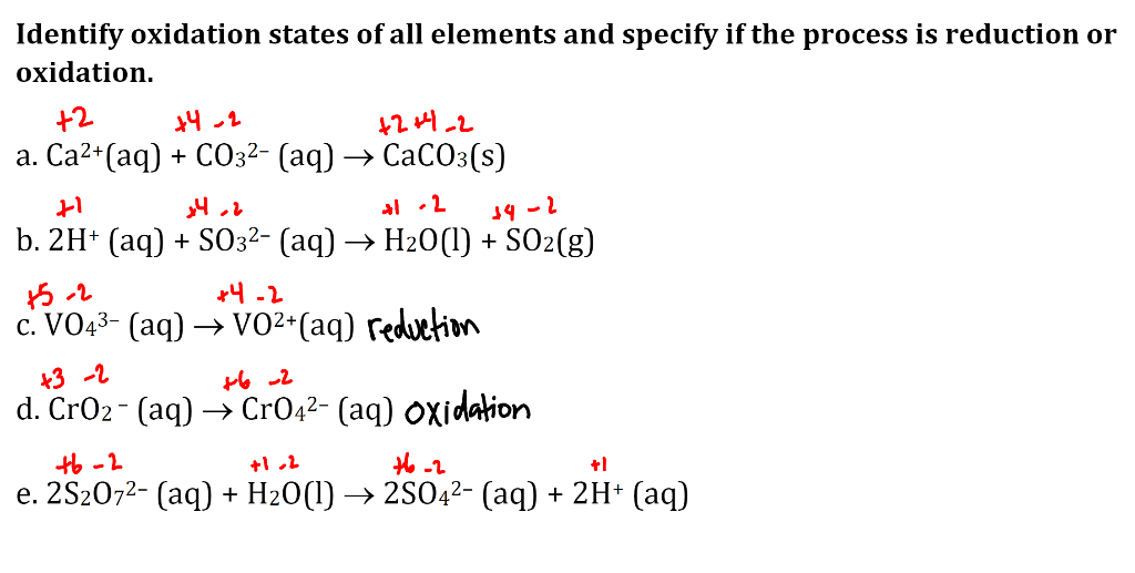 Solved Identify oxidation states of all elements and specify | Chegg.com