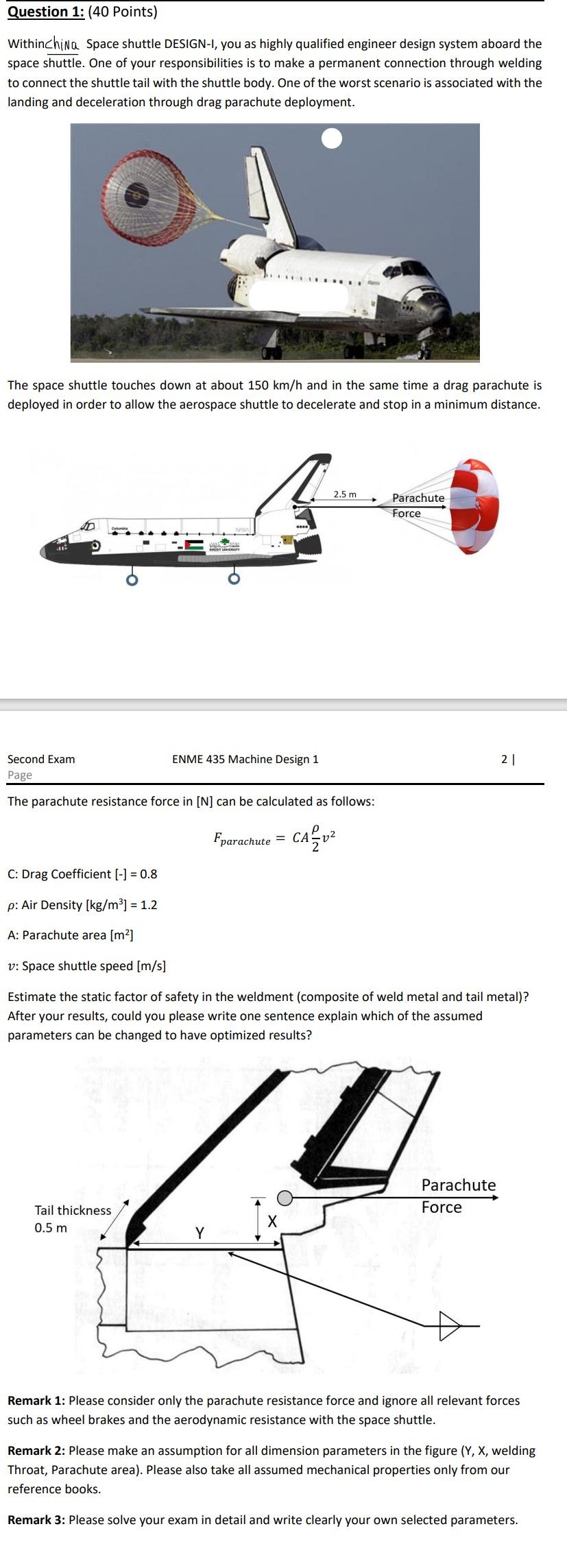Question 1: (40 Points) Withinchina Space shuttle | Chegg.com