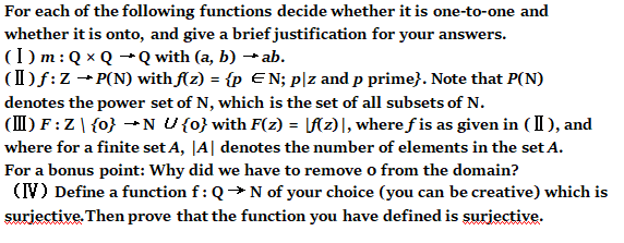 Solved For each of the following functions decide whether it | Chegg.com