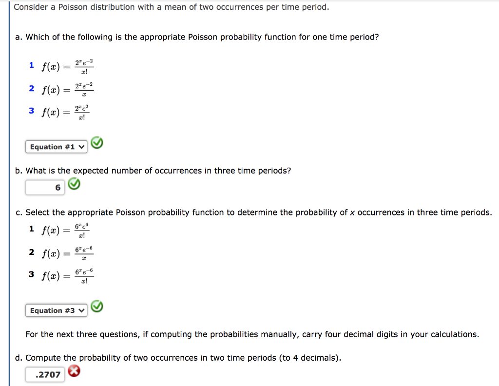 Solved Consider a Poisson distribution with a mean of two | Chegg.com