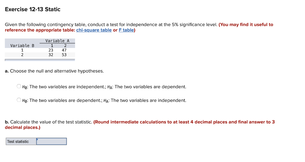 Solved Exercise 12-13 Static Given the following contingency | Chegg.com