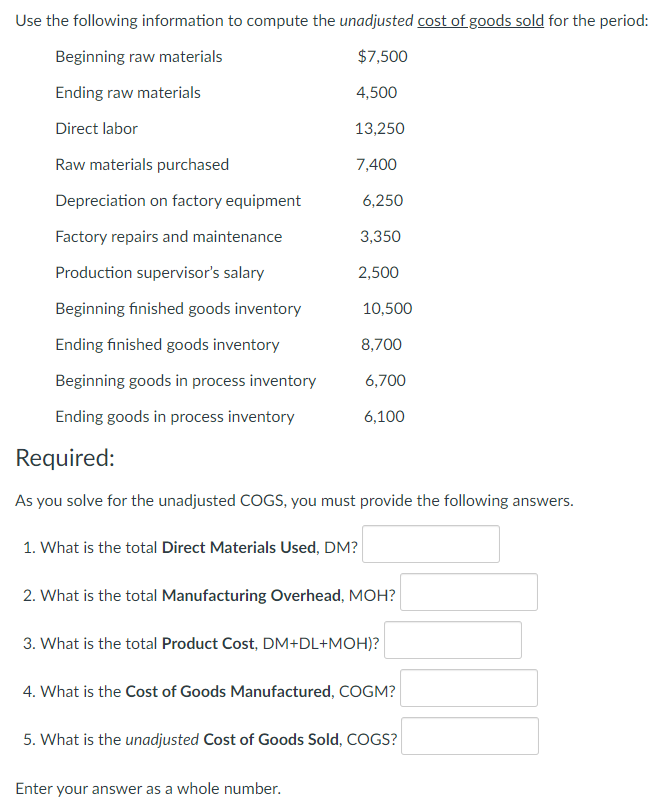 Solved Use the following information to compute the | Chegg.com
