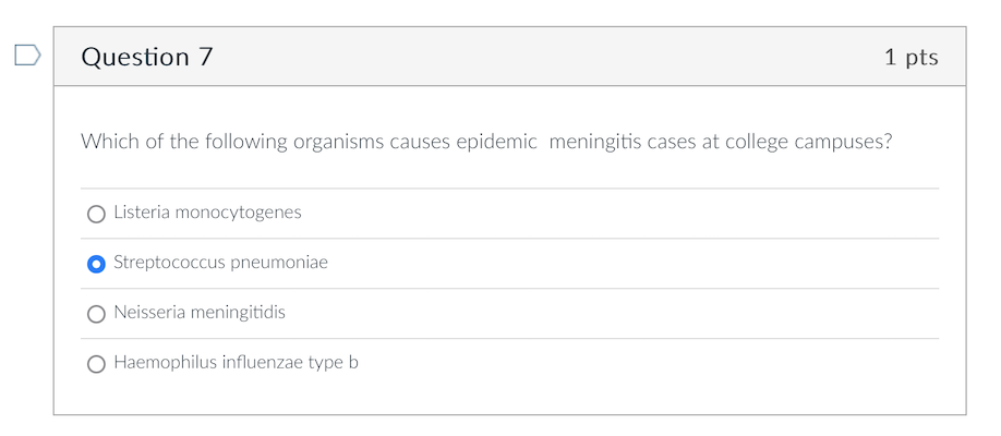 Solved Question 7Which of the following organisms causes | Chegg.com