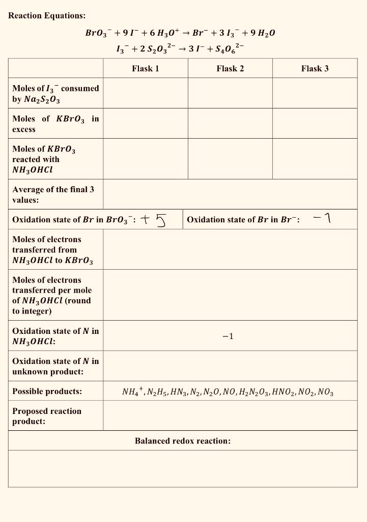 Solved BrO3- + 9I - + 6H3O + → Br - + 3I3 - +9H2O I3- + | Chegg.com
