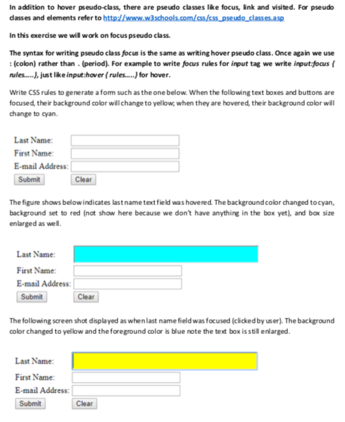 Solved In addition to hover pseudo-class, there are pseudo | Chegg.com