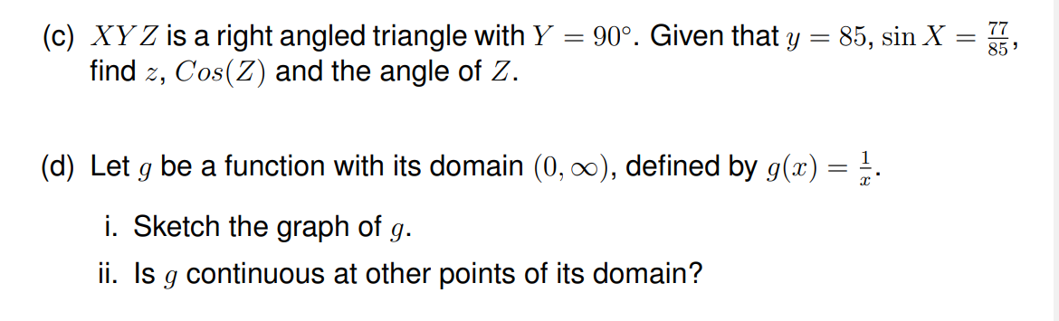 Solved (C) XYZ is a right angled triangle with Y = 90°. | Chegg.com