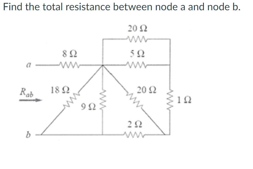 Solved Find the total resistance between node a and node b. | Chegg.com