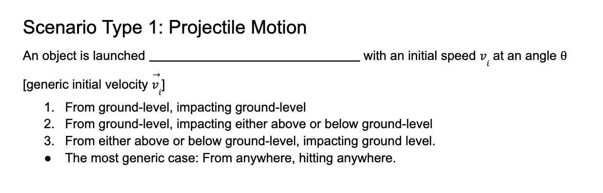 Solved Scenario Type 1: Projectile Motion An object is | Chegg.com