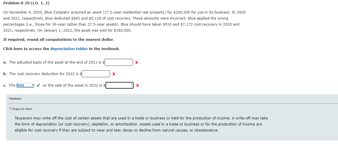 Solved Problem 8-29 (LO. 1, 2) On November 4, 2020, Blue | Chegg.com