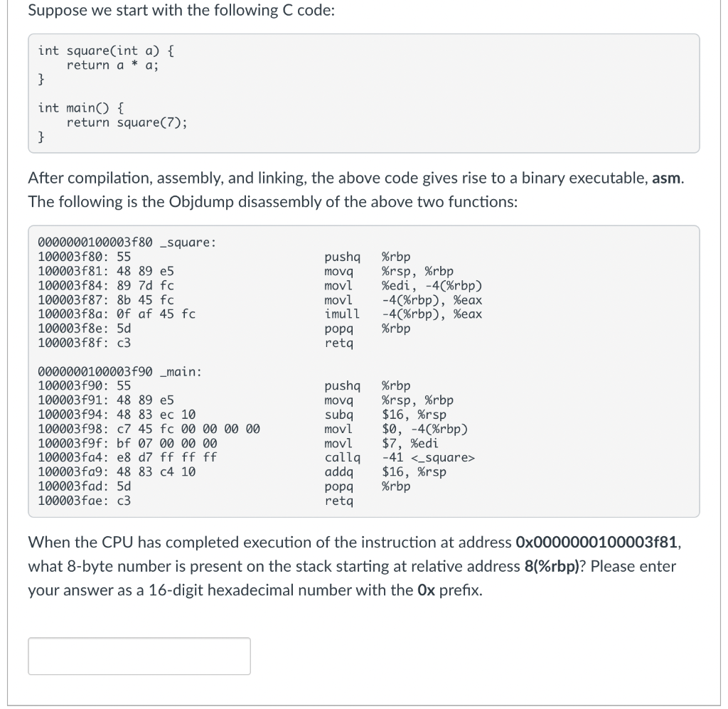 Solved Suppose we start with the following C code: int | Chegg.com