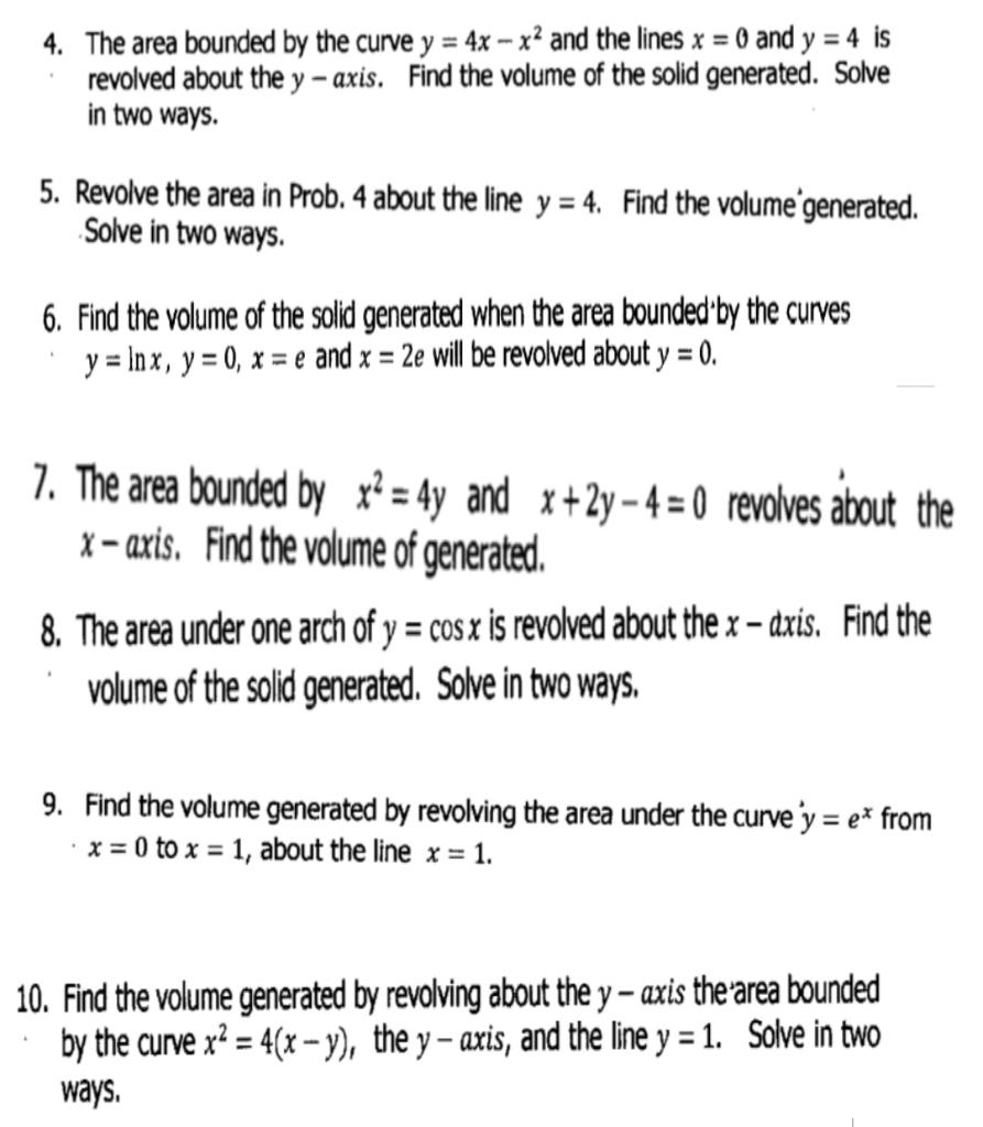 Solved 4. The area bounded by the curve y = 4x --- x2 and | Chegg.com