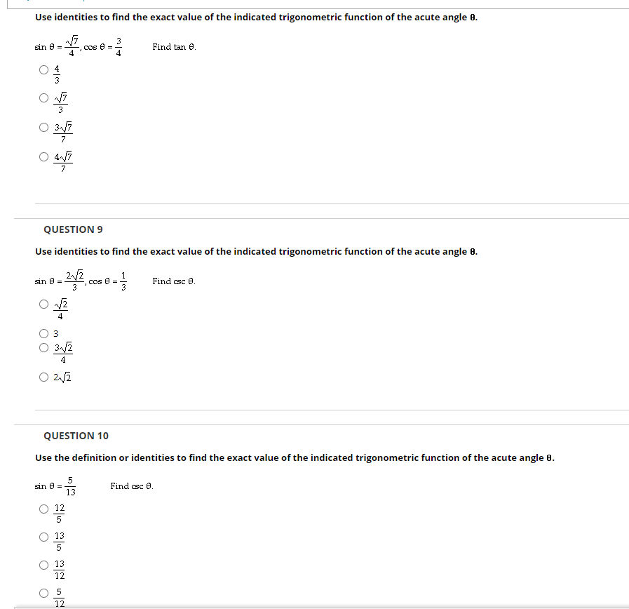 Solved Use identities to find the exact value of the | Chegg.com