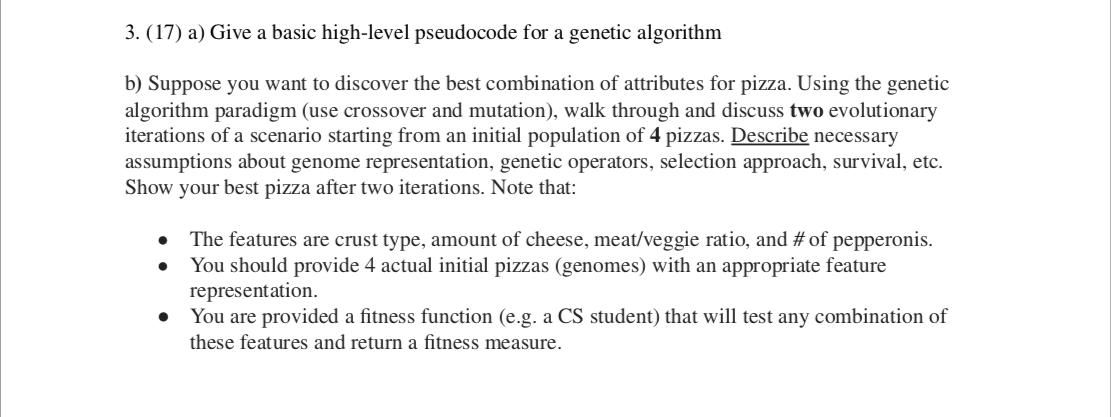 Solved 3. (17) a) Give a basic high-level pseudocode for a | Chegg.com