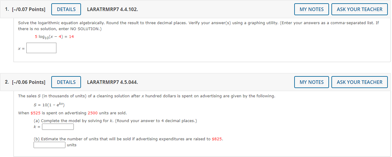 Solved 1. [-70.07 Points] DETAILS LARATRMRP7 4.4.102. MY | Chegg.com