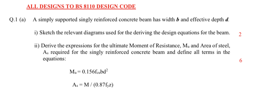 Solved 1 (a) A simply supported singly reinforced concrete | Chegg.com