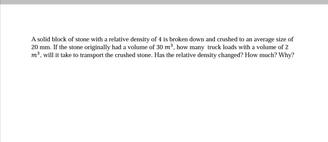 Solved A solid block of stone with a relative density of 4 | Chegg.com