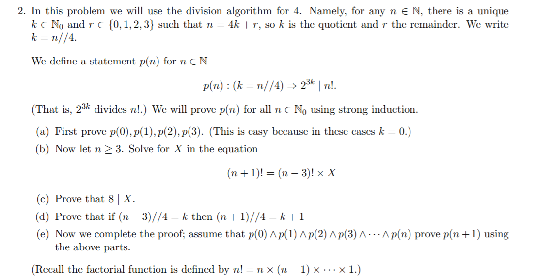 Solved 2. In this problem we will use the division algorithm | Chegg.com