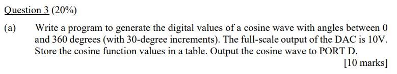 Solved a) Write a program to generate the digital values of | Chegg.com